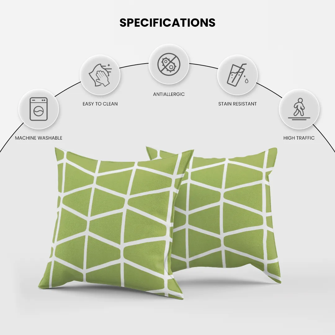 Somerset Cotton White and Green Screen Printed Pillow Cover